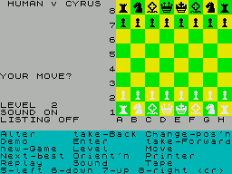 ZX Spectrum Games > Cyrus IS Chess (1983)(Sinclair Research) :: Emu ...