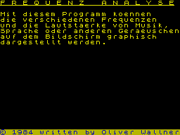 Игры ZX Spectrum > Frequenz Analyse (1984)(Oliver Wallner) :: Emu-Land.net