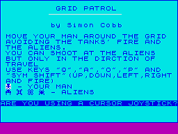 Игры ZX Spectrum > Grid Patrol (1984)(MC Lothlorien) :: Emu-Land.net