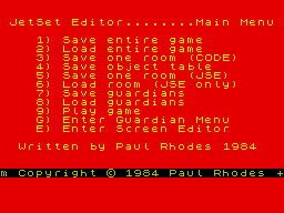 ZX Spectrum Games > Jet Set Willy - Editor v2 (1984)(Spectrum ...